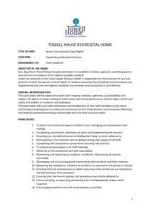 SENIOR CARE ASSISTANT JOB DESCRIPTION – Towell House Residential Care Home